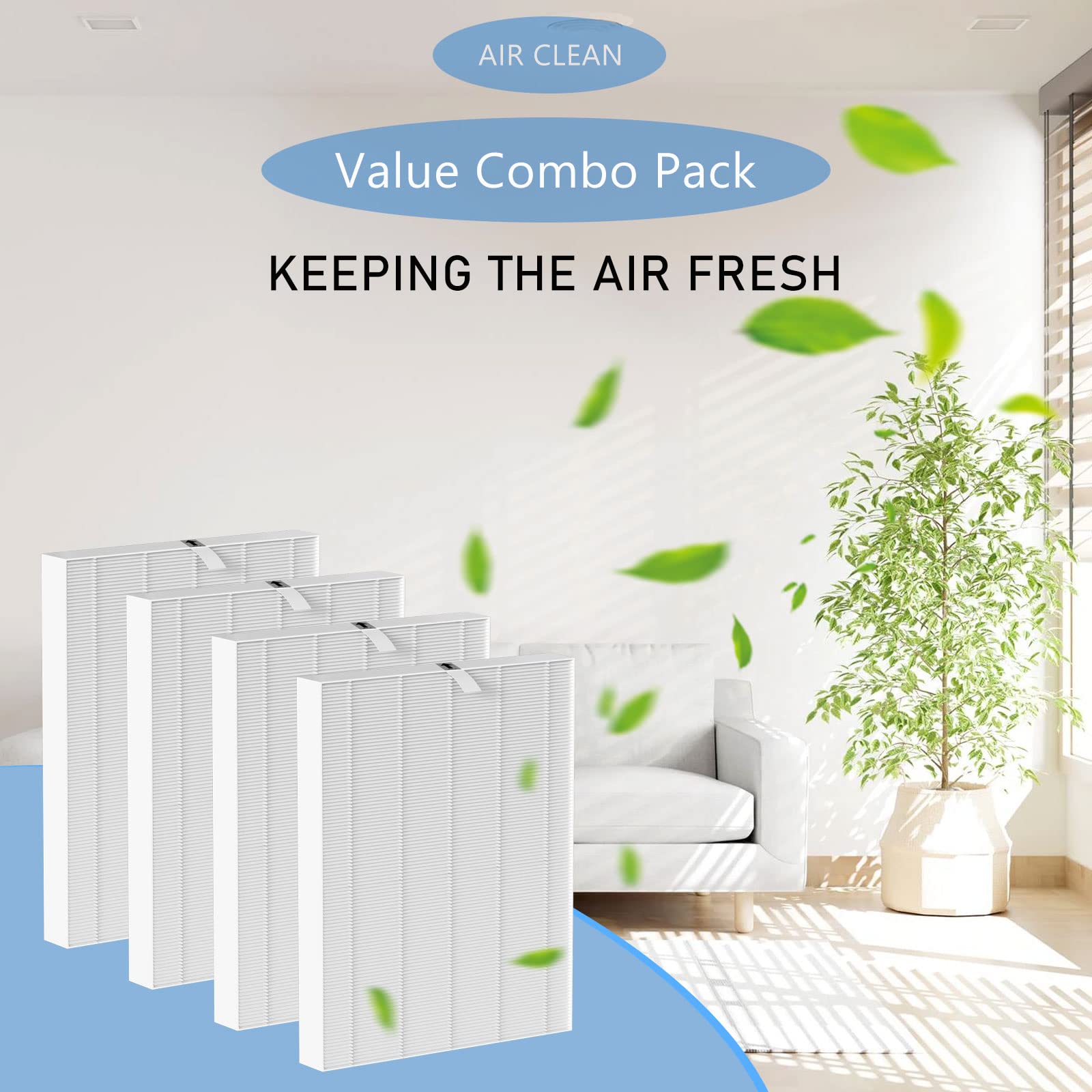 C545 True HEPA Replacement Filter S Compatible with Winix C545 Air Cleaner Purifier, Compare to Part number 1712-0096-00, 4 Pack HEPA Filtrer only