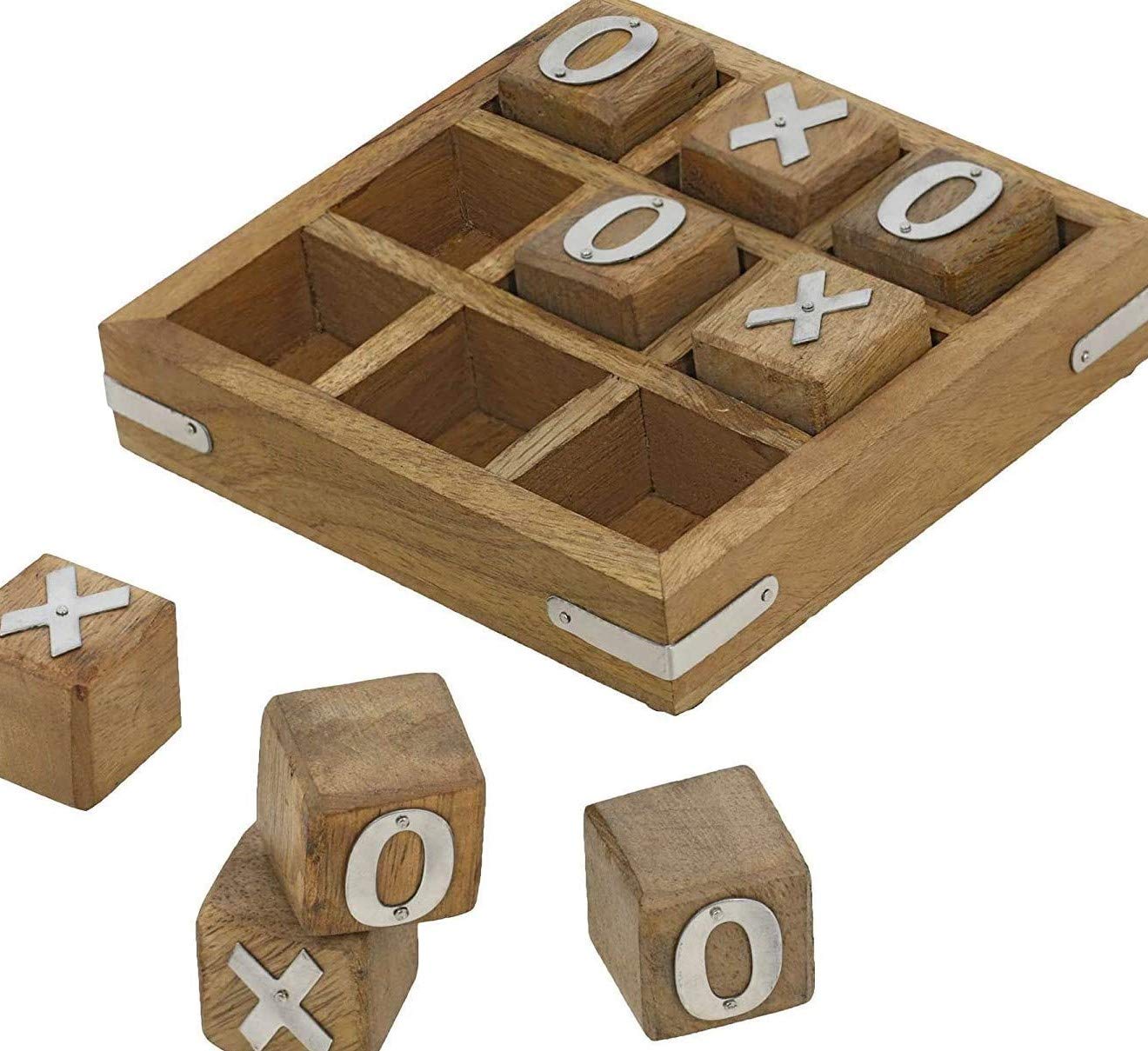 TOSQP27 Tic Tac Toe XO Blocks Game Brain Teaser Puzzle Wooden Handcrafted Family Board Games Unique Gifts for All Occasions