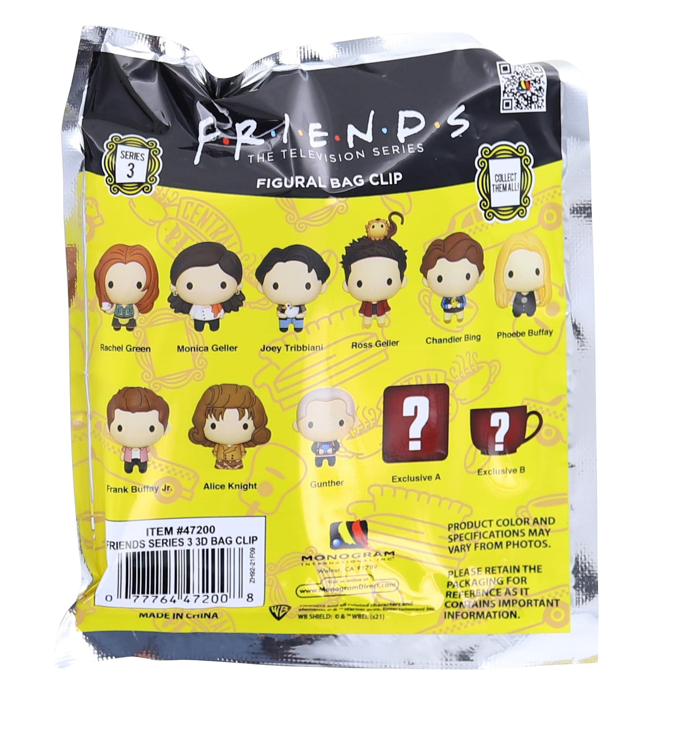Warner Bros. Friends 3D Foam Bag Clip - Series 3, Multi Color