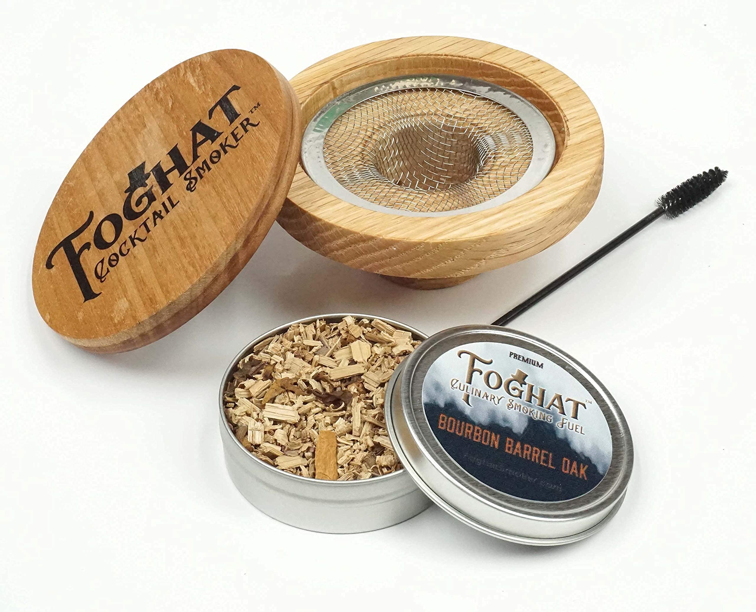 Foghat Cocktail Smoker with Bourbon Barrel Wood Shavings and Bourbon Resurrection Foghat Culinary Smoking Fuel Bundle