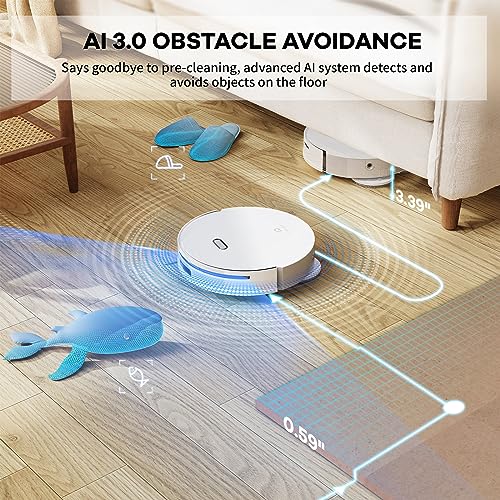 LYNKBEY M20 Pro Robot Vacuum and Mop Combo, Auto Mop Cleaning&Hot Air Drying, Self-Emptying&Refilling, Ultra Thin Robot Vacuum Cleaner, Compact Dock, 5000Pa Suction, AI Obstacle Avoidance, APP Control