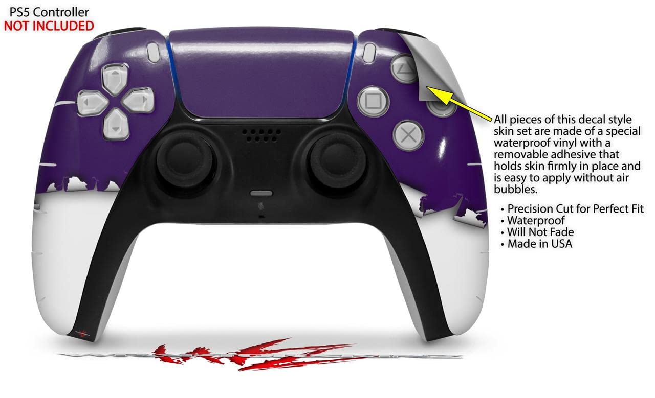 WraptorSkinz Skin Wrap compatible with Sony PS5 DualSense Controller Ripped Colors Purple White (CONTROLLER NOT INCLUDED)