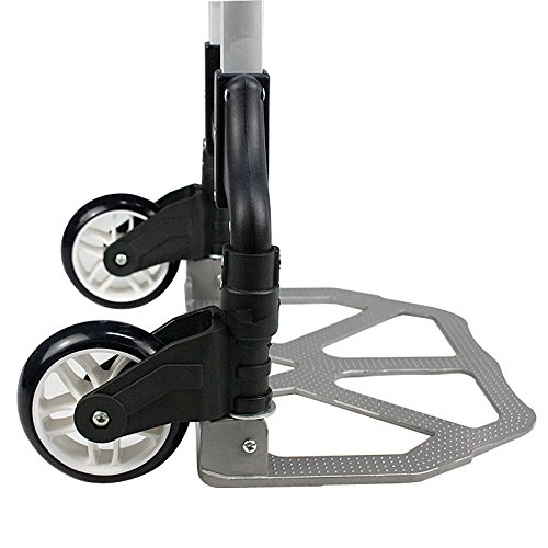Folding Hand Dolly Truck 170 lb Capacity Aluminum Luggage Carts W/Free Bungee Cord, Collapsible (Black)