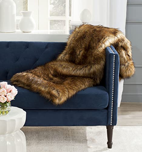 Safavieh Throws Collection Faux Racoon Throw,Brown
