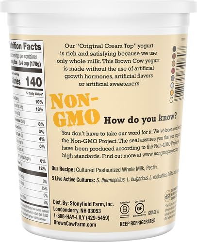 Brown Cow Cream Top Plain Whole Milk Yogurt, 32 oz. Carton - Creamy, Delicious Yogurt