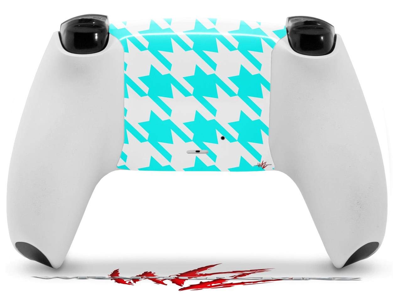 WraptorSkinz Skin Wrap compatible with Sony PS5 DualSense Controller Houndstooth Neon Teal (CONTROLLER NOT INCLUDED)