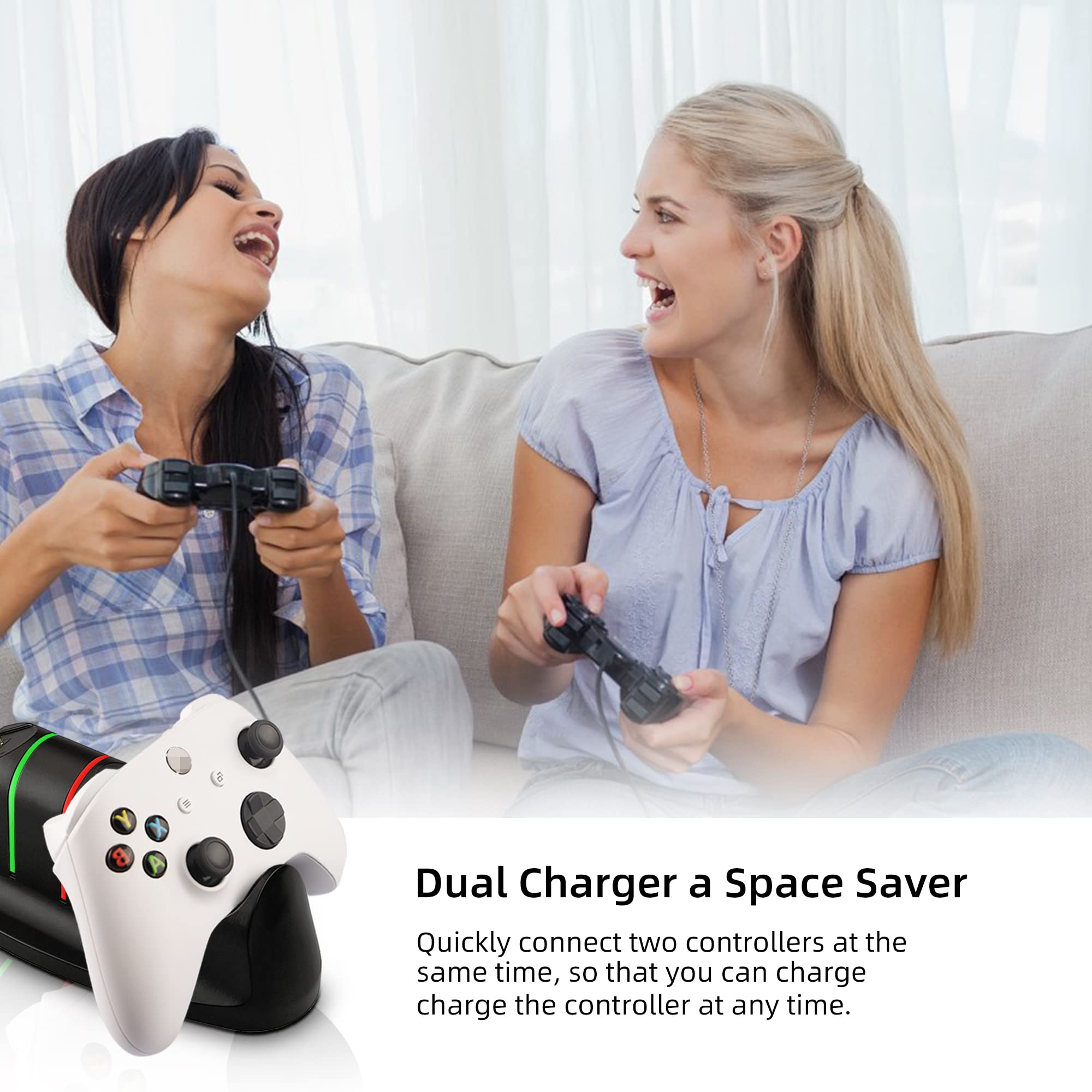 Controller Charger for Xbox Series X, Charger Stand Dock and Rechargeable Battery Pack for for Xbox One/One X/One S/One Elite/Series X/Series S Controller, with Battery Cover and Charging Cable