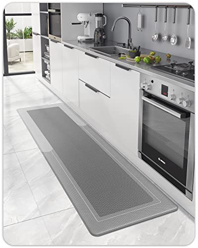 Color G Kitchen Floor Mat Runner Non Slip 17.3"x78.7", Anti Fatigue Mats for Kitchen Floor Cushioned Kitchen Mat Comfort for Standing, Grey Kitchen Mat Waterproof in Front of Sink, Stove, Laundry