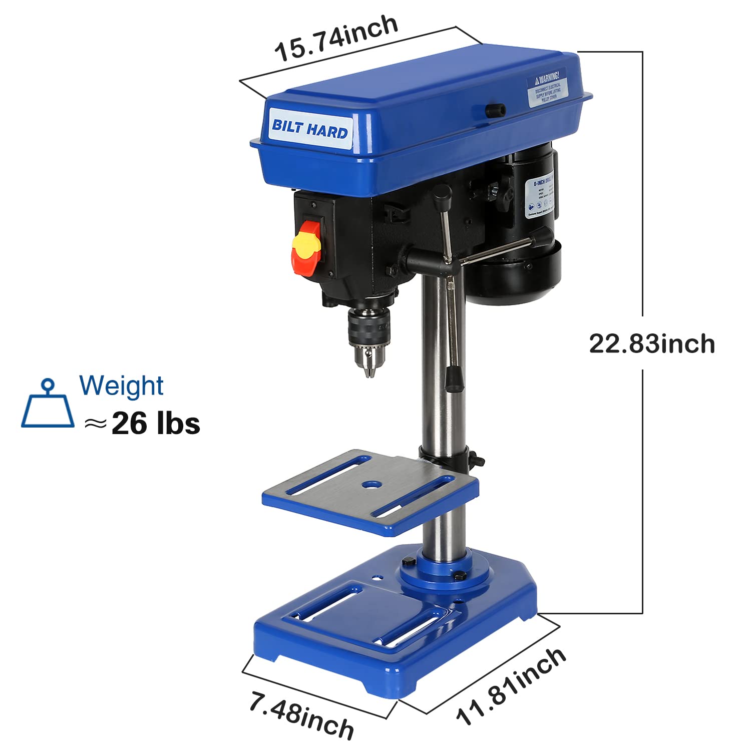 BILT HARD 2.3-Amp 8 inch 5-Speed Drill Press with Drill Vise, Tabletop Drilling Machine, CSA Listed