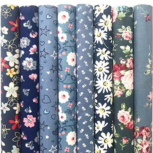 Mililanyo 8pcs 18x22inch Cotton Fabric Fat Quarters Daisy Design Fabric Bundles Floral Precut Patchwork for Quilting Sewing Crafting