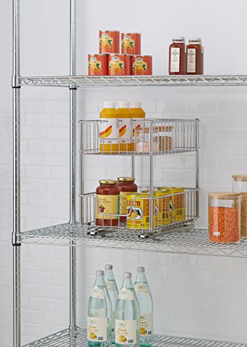 TRINITY 2-Tier Sliding Undercabinet Organizer with 2 Baskets for Kitchen and Bathroom Cabinet Organization and Storage, 50 Pound Capacity, 11.5β W x 17.75β D x 15.8β H