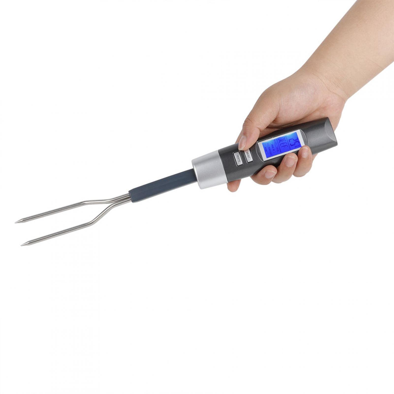 Digital Meat Thermometer Fork, Cooking Instant Read Temperature Fork with LCD Display Sound Alarm Grilled Food Probe Gadgets Wireless for Outside Candy Oven BBQ Grill Liquids Beef Steak Pork Chicken