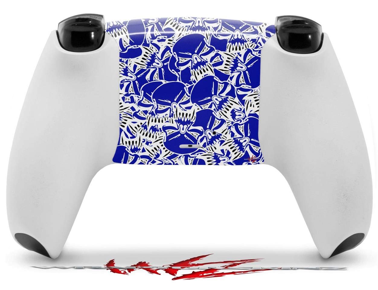 WraptorSkinz Skin Wrap compatible with Sony PS5 DualSense Controller Scattered Skulls Royal Blue (CONTROLLER NOT INCLUDED)