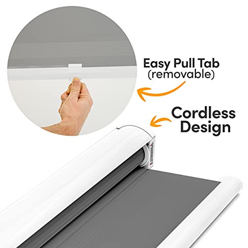 Biltek Cordless Zebra Window Blinds with Modern Design - Roller Shades w/Dual Layers - Solid & Sheer Shades for Transparency/Privacy - Great for Home, Office, Kitchen, Bathroom - Gray, 58" W X 72" H