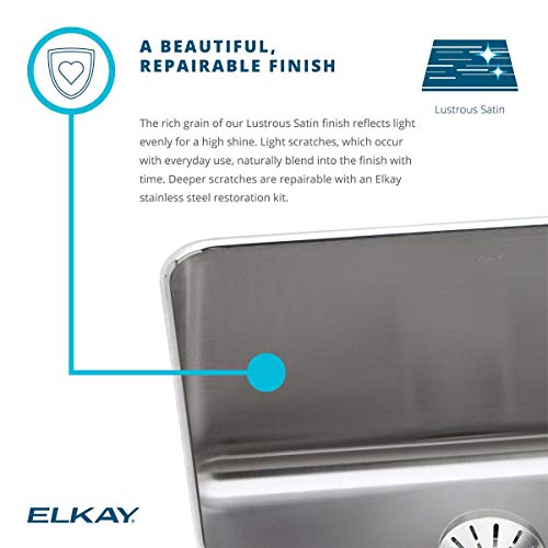 Elkay ELUHAD211550 Lustertone Classic Single Bowl Undermount Stainless Steel ADA Sink
