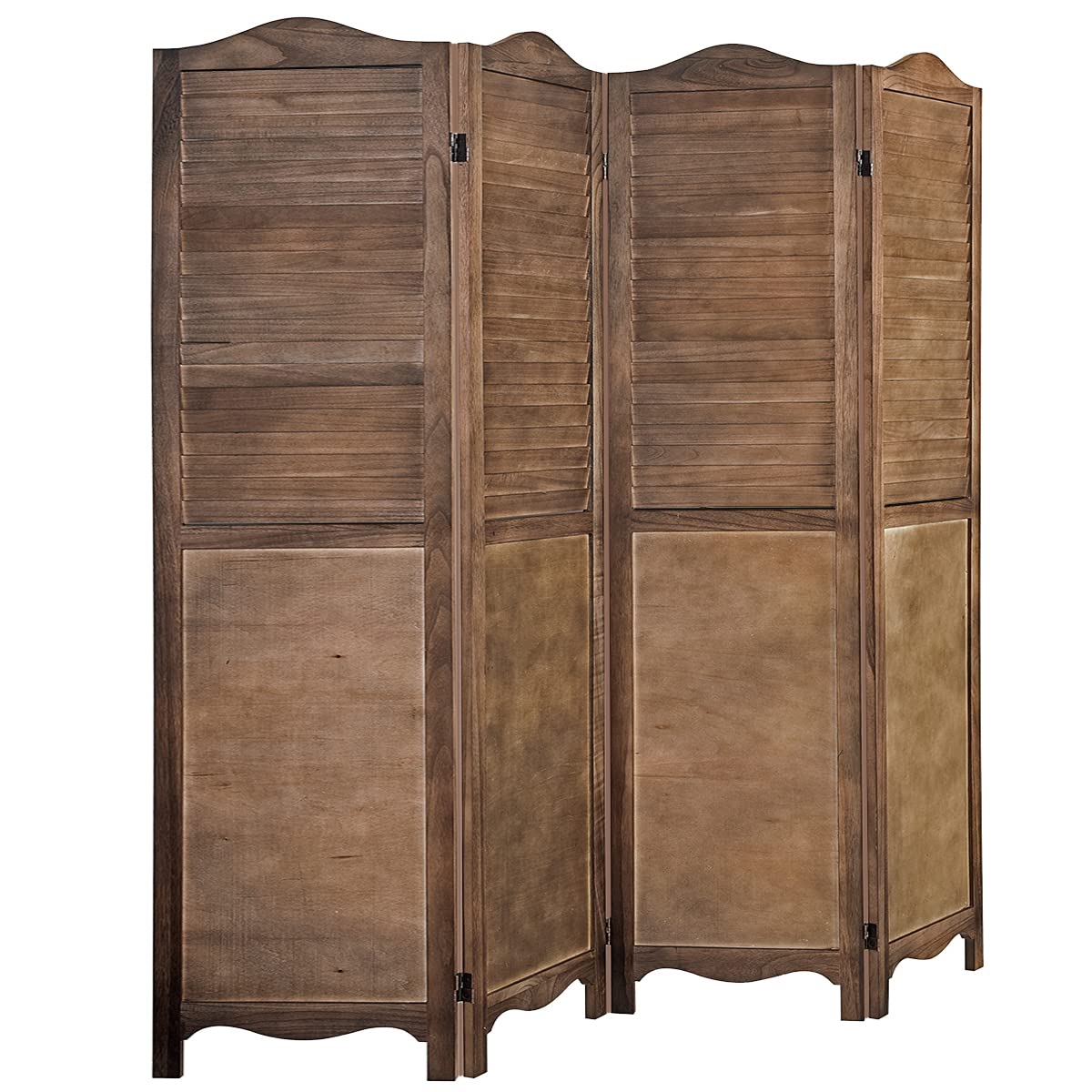 Room Divider Privacy Screen 4 Panel Room Dividers and Folding Privacy Screens 5.6ft.Tall Rustic Wood Brown Room Divider Wall Separator Partition Freestanding