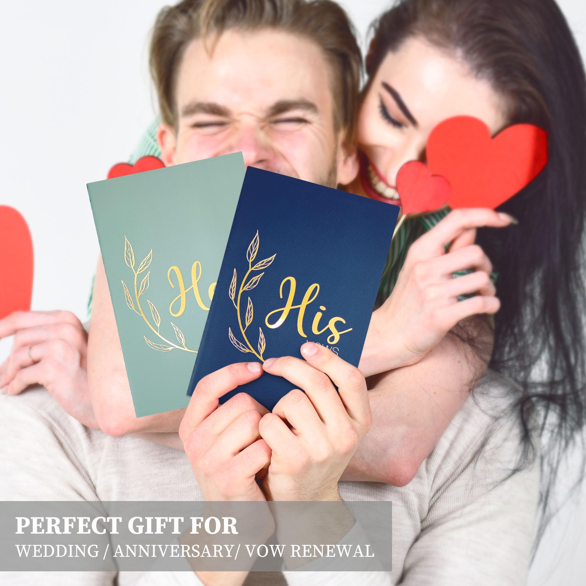 fusuu Wedding Vow Books - Vow Books His and Hers - Gold Foil Lettering with 28 Lined Pages β Bridal Shower Gifts - Peferct Addition for Your Wedding Day (Blue)