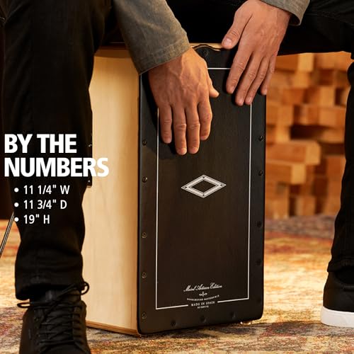 Pickup Cajon Box Drum with Snare Effect and Electronics for Amp or PA System, Artisan Edition — MADE IN SPAIN — Baltic Birch Body/Dark Olive Burst Frontplate, 2-YEAR WARRANTY