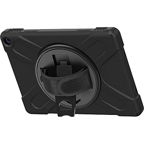 SaharaCase Protection Hand Strap Series Case for Amazon Fire HD 10 (2021) and Amazon Fire HD 10 Plus (2021) [Shockproof Bumper] Kickstand Rugged Protection Anti-Slip Grip - Black