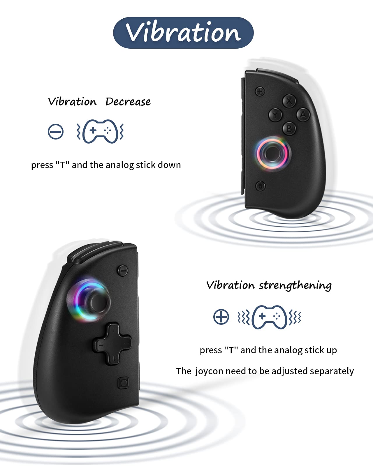 binbok Joypad for Switch, Wireless Controller 8 LED Colors, Remote Gamepad, Adjustable Turbo, Vibration, Ergonomic, Switch Console Accessories, Back Button (BLACK)