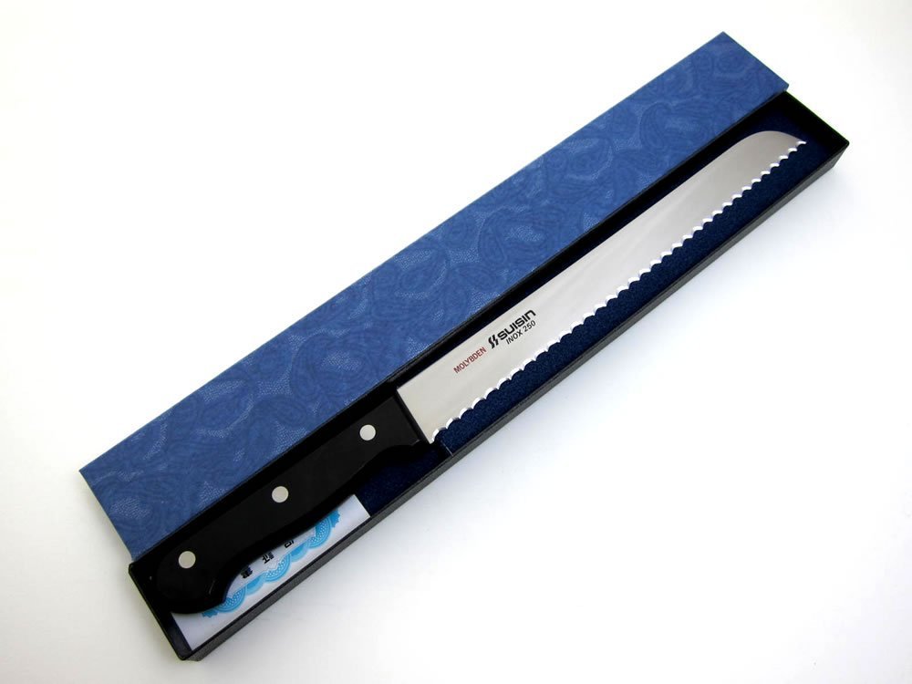 Houcho.com Suisin Inox Western-Style Knife Series, Genuine Sakai-Manufactured, Inox Steel 9.8" (250mm) Bread Knife