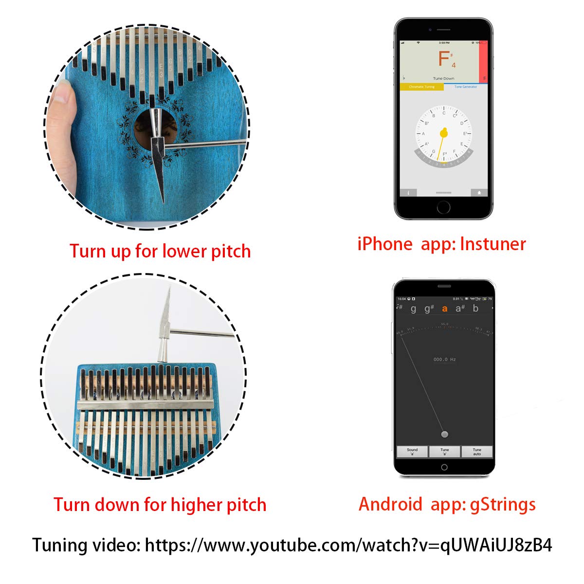 BinDor 17 Key Kalimba Thumb Piano, Finger Piano Mbira Kalimba Solid Mahogany Body Portable Easy-to-learn Musical Instrument with Tuning Hammer