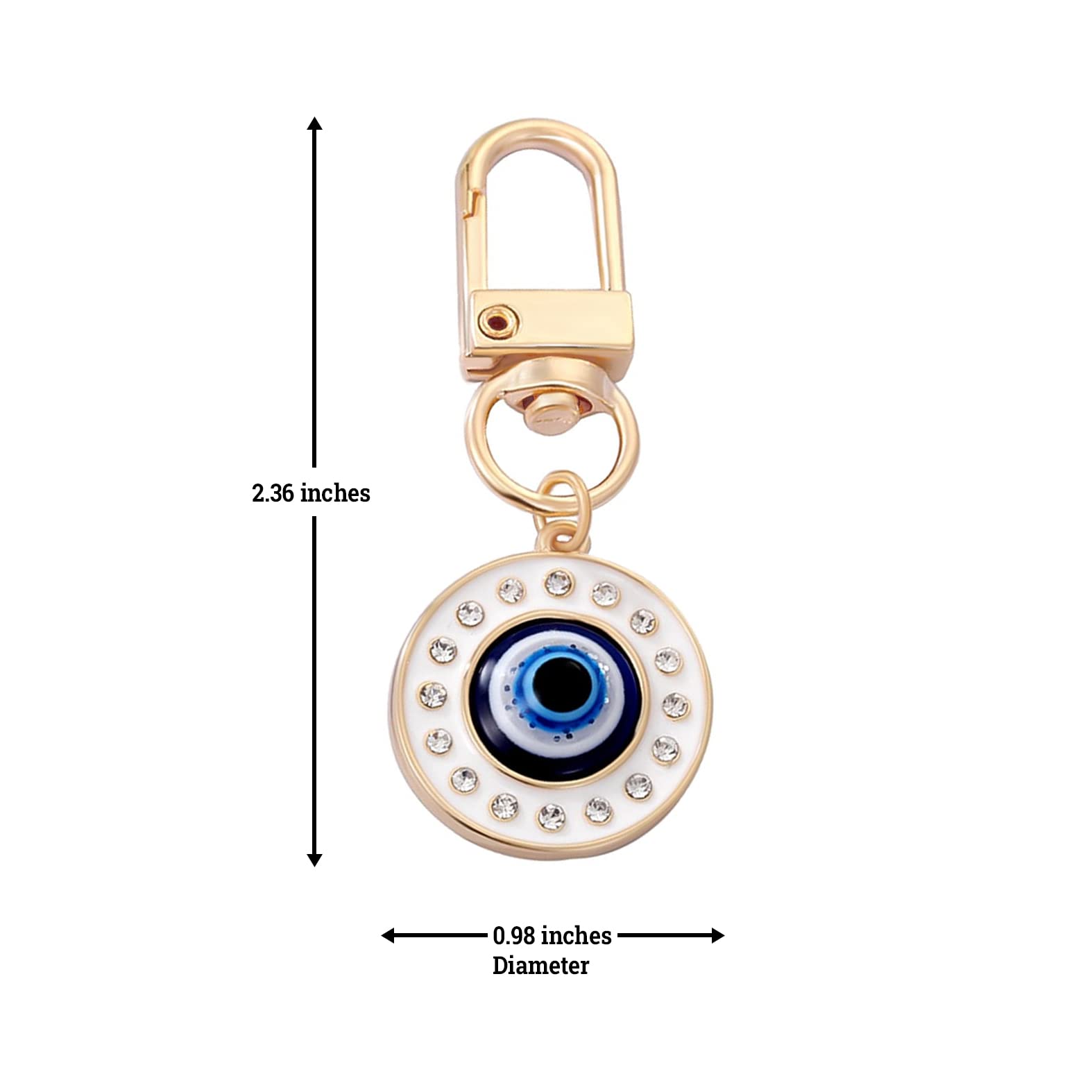 Cute Jewelry Evil Eye Keychain Good Luck Key Chain for Women Charms for Car Keys Holder (White)