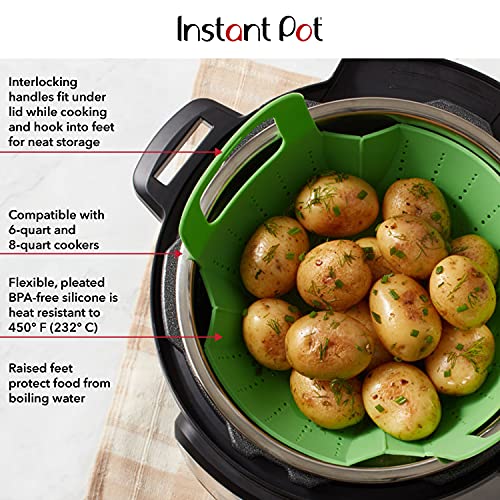 Instant Pot Official Silicone Steamer Basket, Compatible with 6-Quart and 8-Quart Cookers, Green