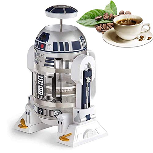 TEENKON French Press Insulated 304 Stainless Steel Coffee Maker, 32 Oz Robot R2D2 Hand Home Coffee Presser, with Filter Screen for Brew Coffee and Tea