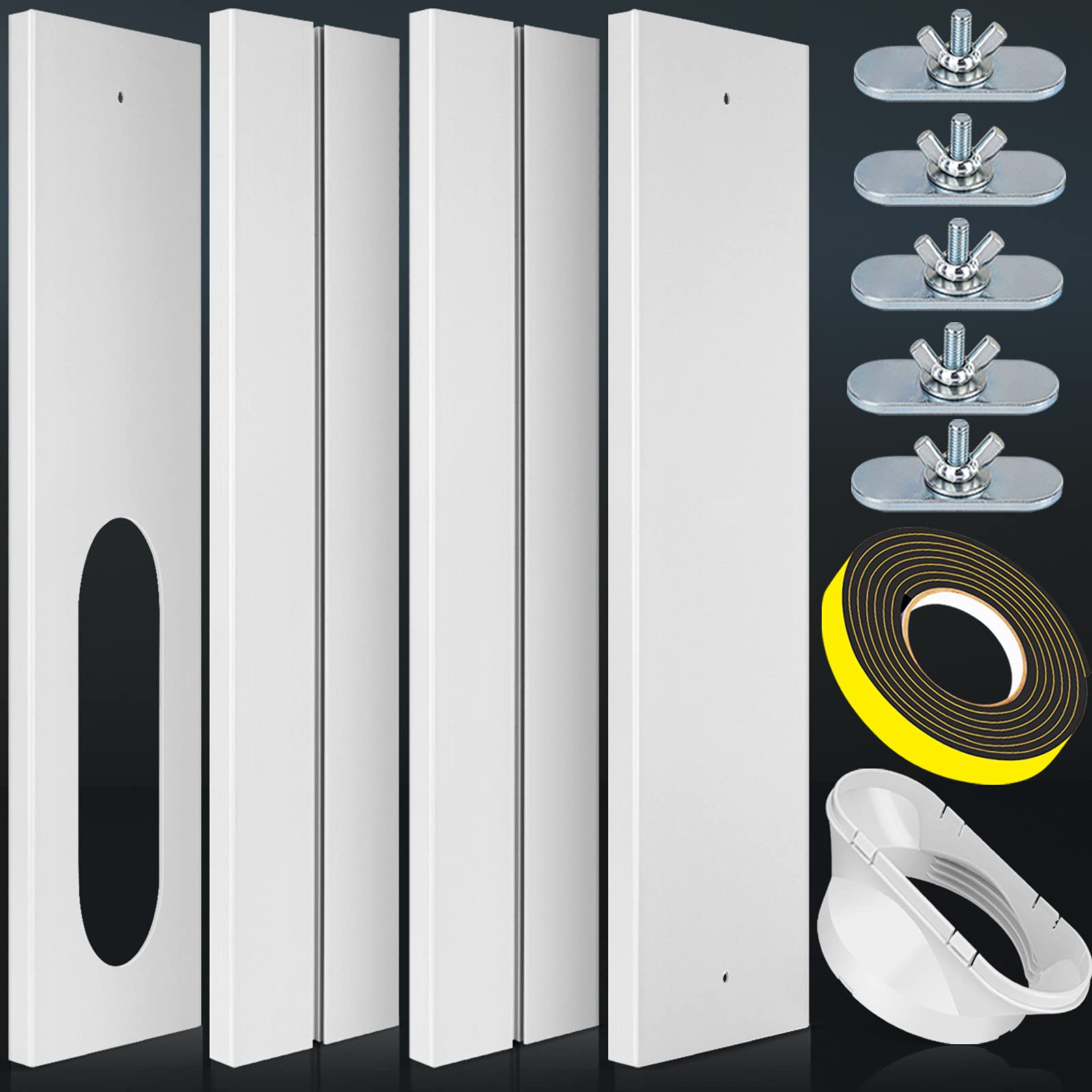 Universal Portable Air Conditioner Window Seal Kit with 5.1'' Coupler, Reinforced PVC Plate Lengh Adustable AC Window Vent Kit for Sliding Window, Fit for All AC with Exhaust Hose of 5.1 Inch Diameter