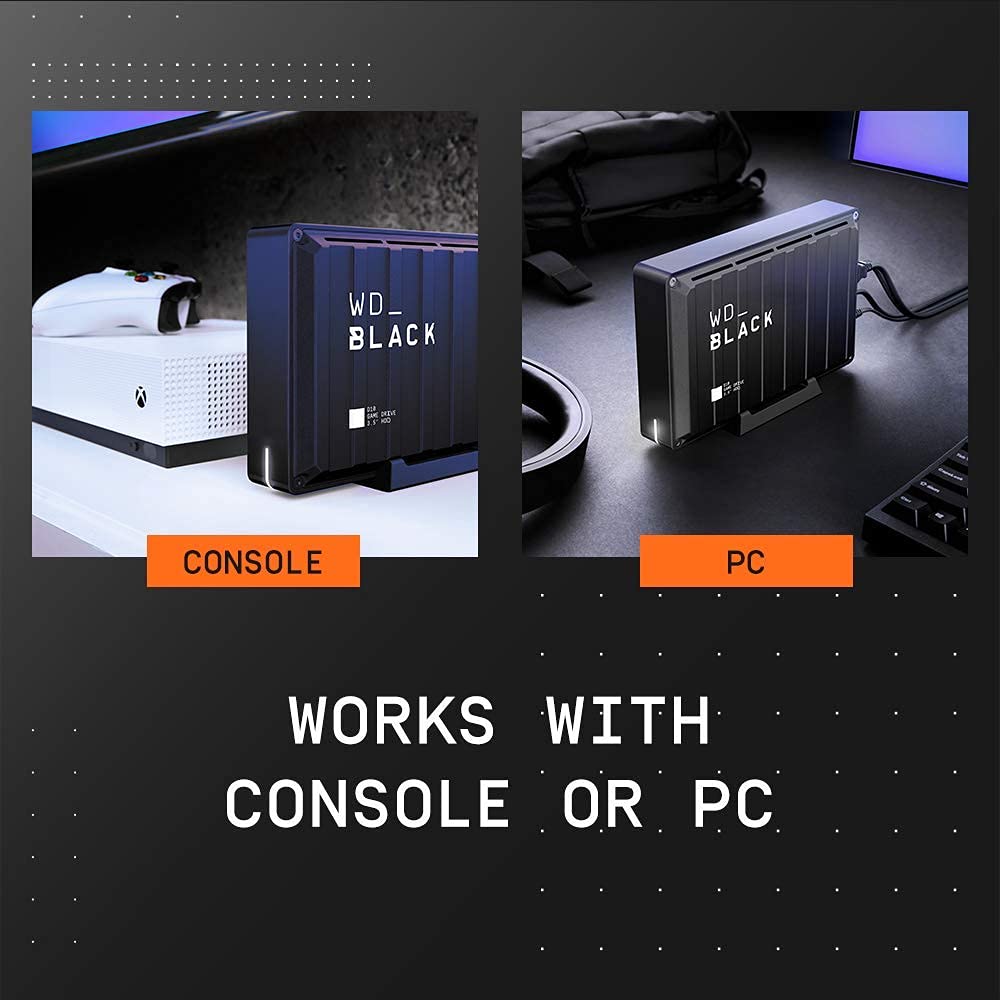 WD_Black 8TB D10 Game Drive, Portable External Hard Drive HDD Compatible with Playstation, Xbox, PC, & Mac - WDBA3P0080HBK-NESN (Renewed)