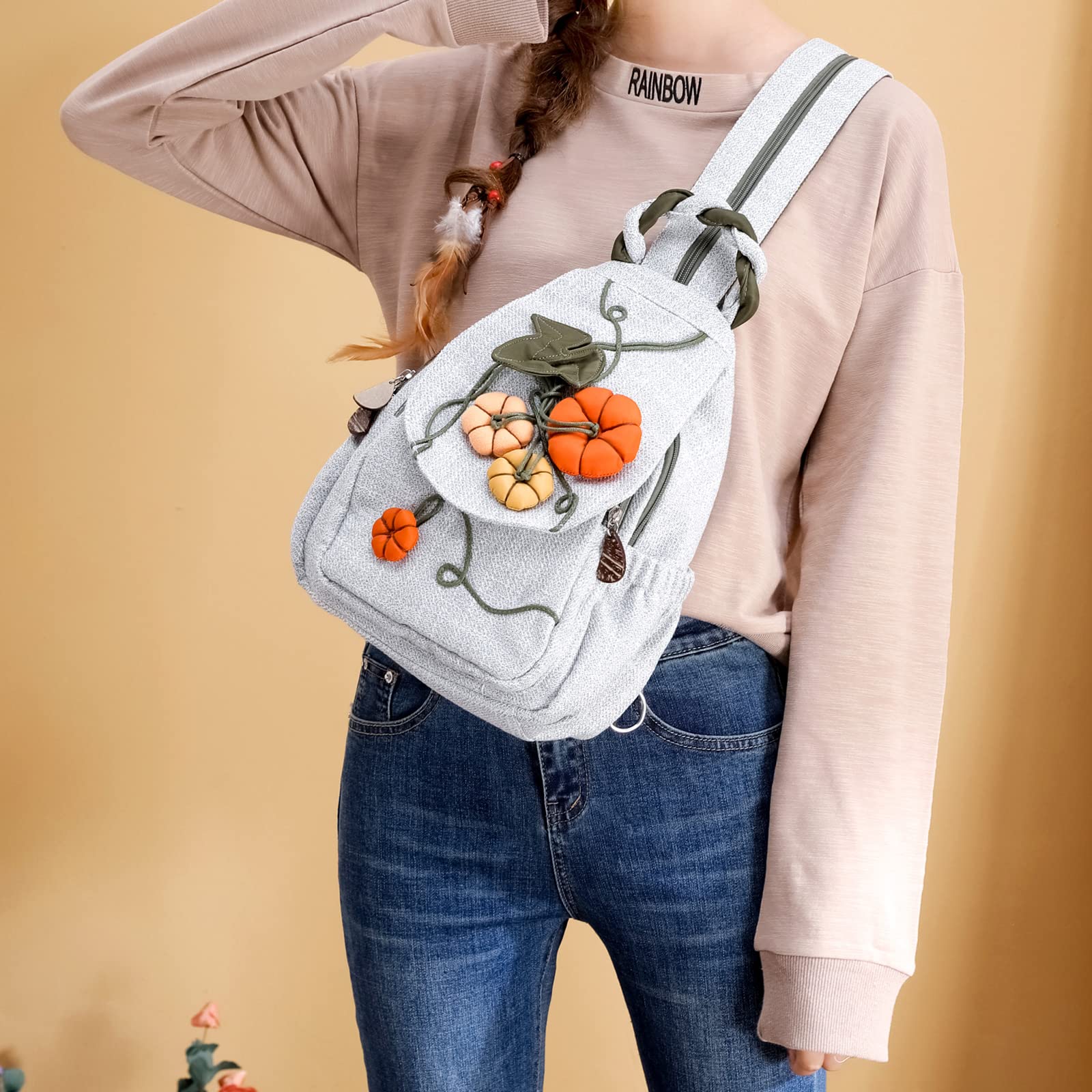 Casual Canvas Backpack,Hand-woven ladies backpack,Convertible Multifunctional Straps Ladies Shoulder Chest Bag(Everything is fine backpack)