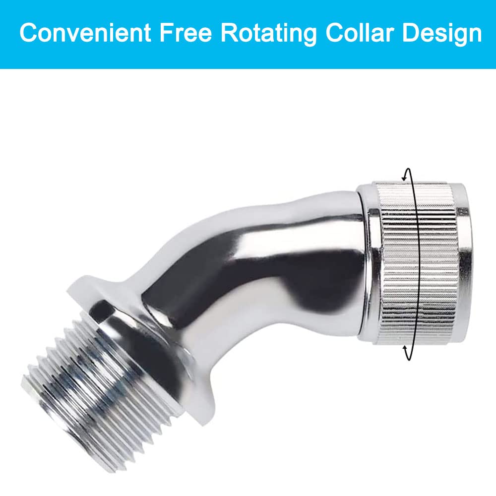 Darineey Shower Elbow Adapter for Shower Head 45°Angle G1/2 Male to Female Shower Head Extender Connector