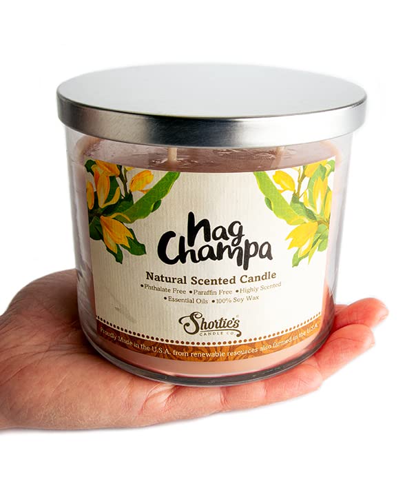 Nag Champa Highly Scented Natural 3 Wick Candle, Essential Fragrance Oils, 100% Soy, Phthalate & Paraben Free, Clean Burning, 14.5 Oz.