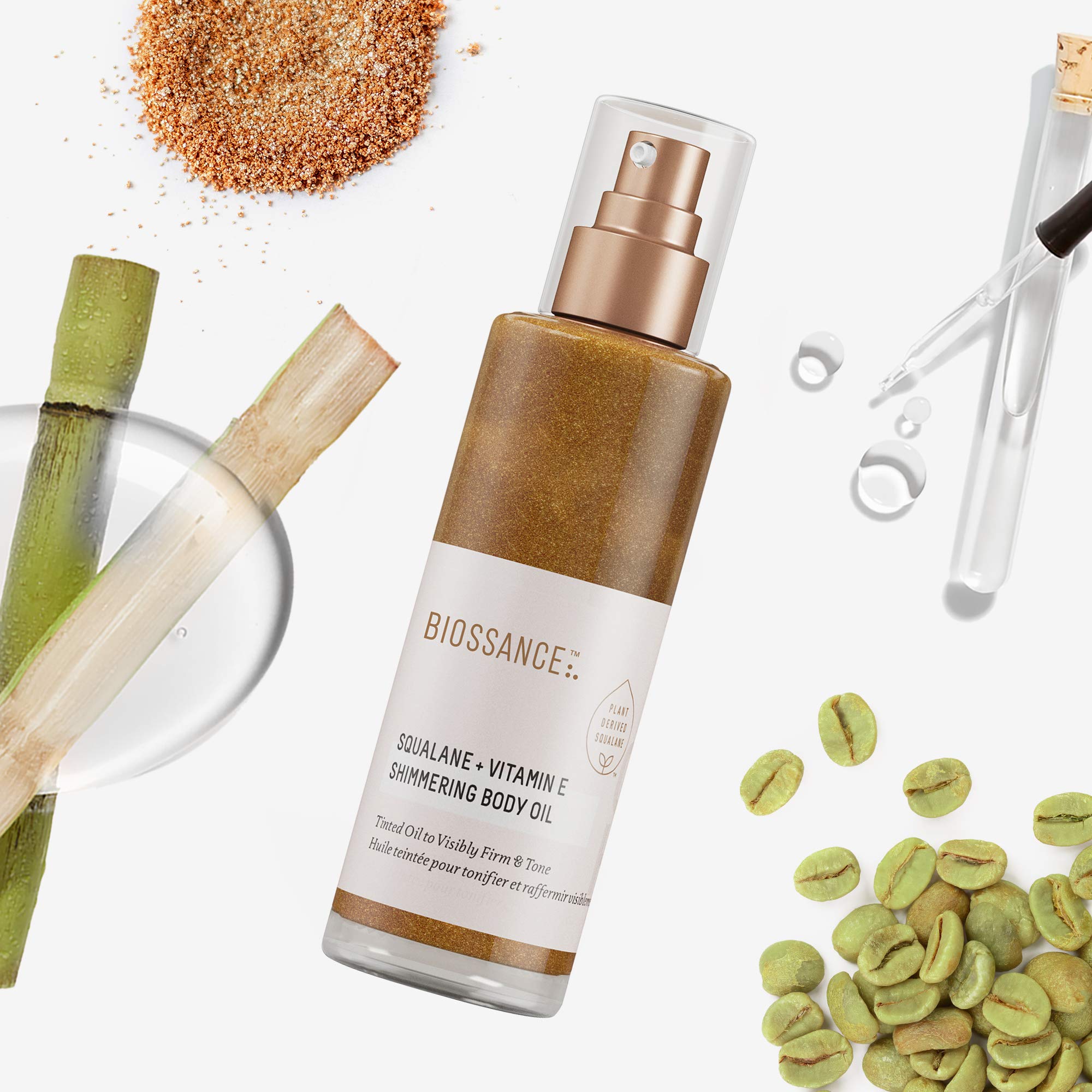 Biossance Squalane + Vitamin E Shimmering Body Oil. Hydrating, Non-Greasy Oil Infused with Vitamins Smooths Texture, Blurs Imperfections and Adds a Subtle Glow (4.0 ounces)