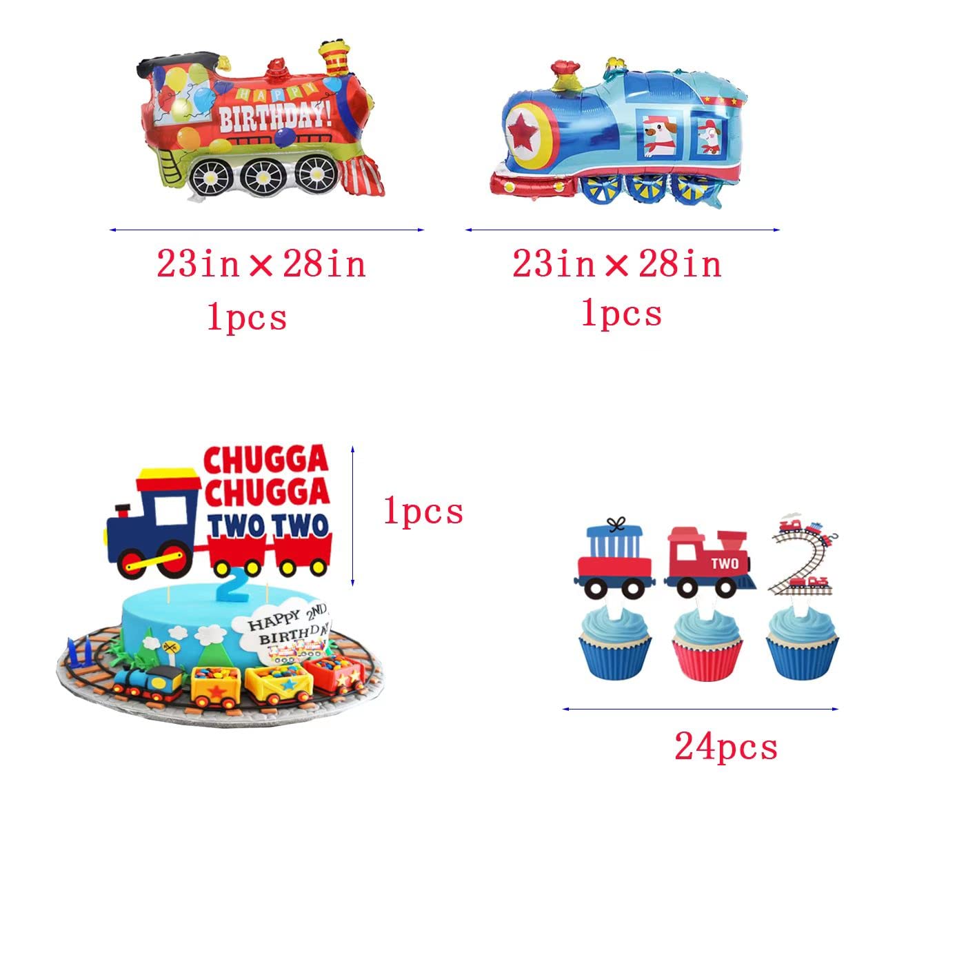 Chugga Chugga Two Two Party Supplies,Train 2nd Birthday Party Supplies,2nd Birthday Decorations For Boys,Chugga Chugga Two Two Party Decorations,