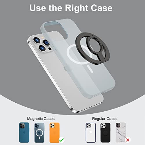 Magnetic Phone Ring Holder for The New iPhone 14/13 /12 Series or for MagSafe Case, Removable Magnetic Phone Grip, Adjustable Kickstand, Black