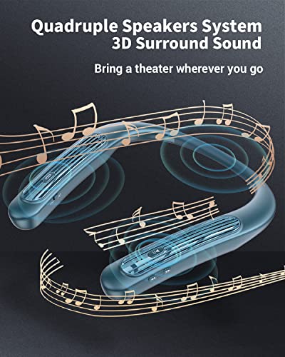 Neckband Bluetooth Speakers,BBH-939 Portable Bluetooth Speakers Wireless Wearable Speaker CVC 8.0 Noise Cancelling 3D Surround Sound Personal Sport Speaker with Mic for Home&Outdoor(Blue 2023)