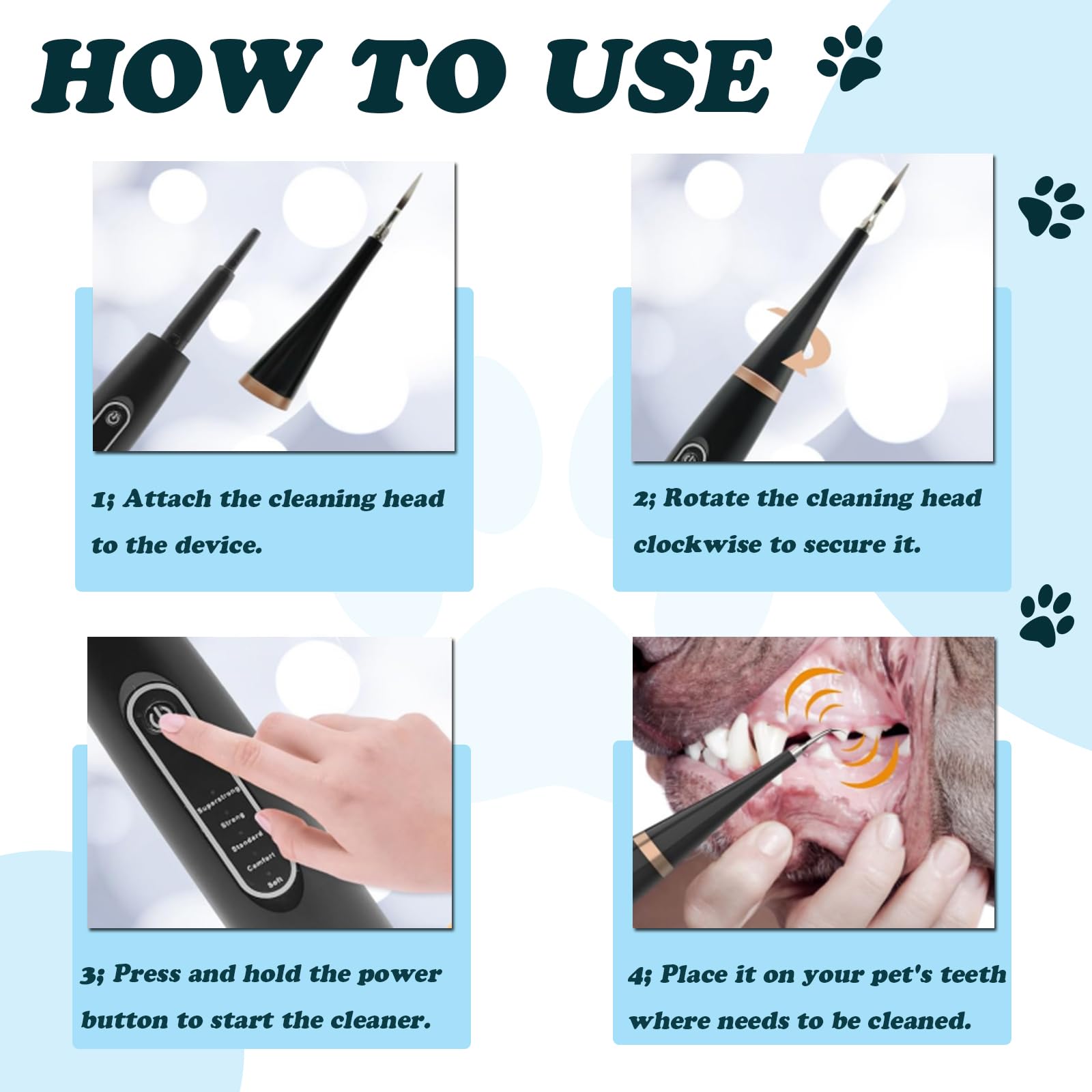 FZChenrry Plaque Remover for Teeth,Pet Ultrasonic Cleaner,Teeth Cleaning Kit for Tartar and Stains,5 Modes with Dental Tools Scaler Scraper