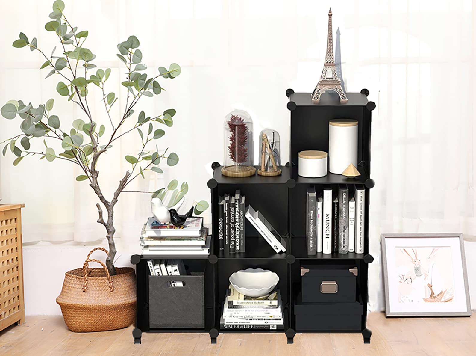 Upgraded 6 Cube Storage Organizer Shelf Storage Cubes Organizer Shelves with Hammer, DIY Shelf Organizer for Bedroom Study Children's Room