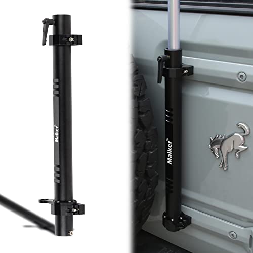 Maiker Antenna Mount & Tailgate Hinge Mount Single Flag Compatible with Ford Bronco 2021 2022, Aluminum, No Drilling(Black)