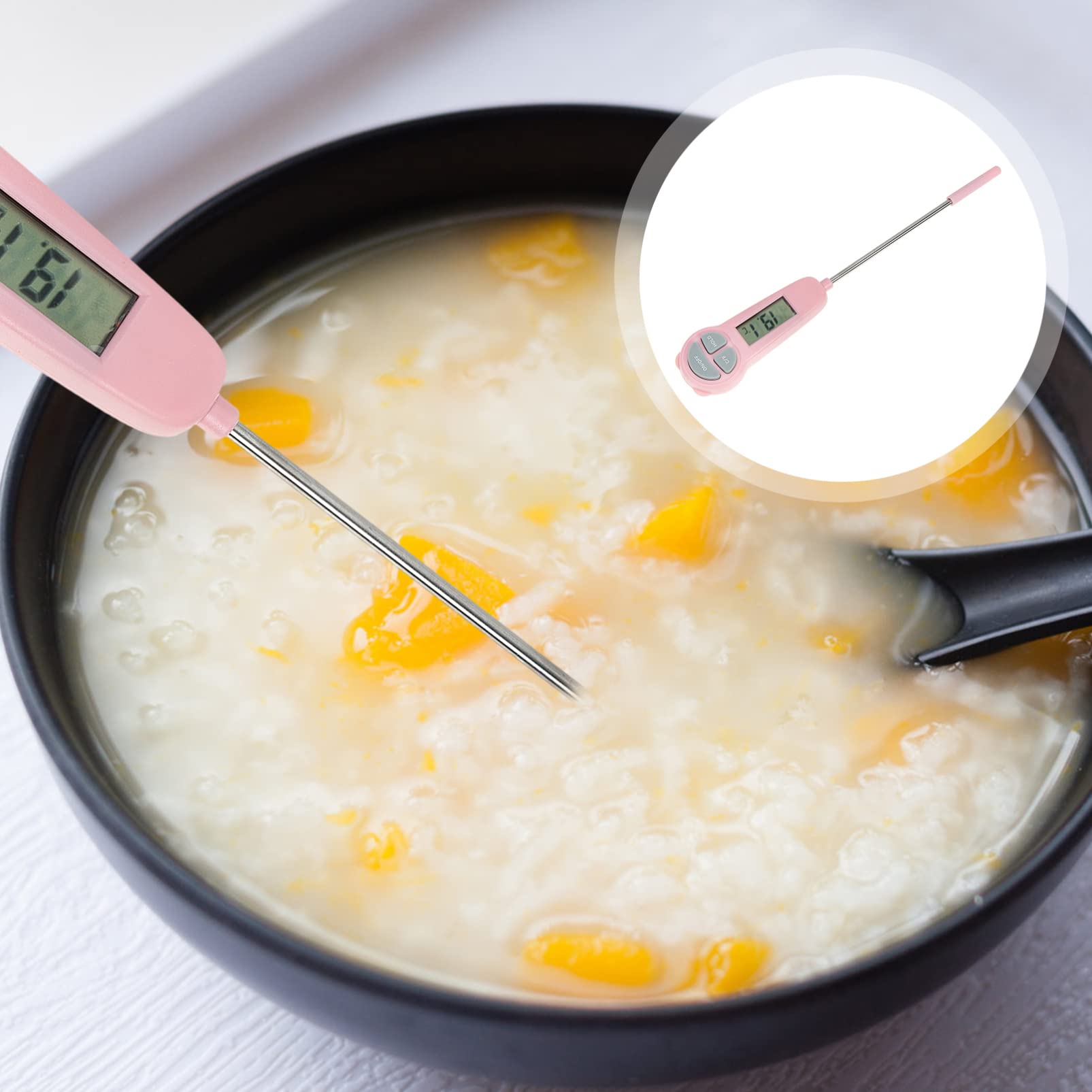 Digital Food Meat Candy: Instant Read Probe Backlit Temperature Alarm for Cooking BBQ Kitchen Oven Smoker Pink 30℃~ 300℃