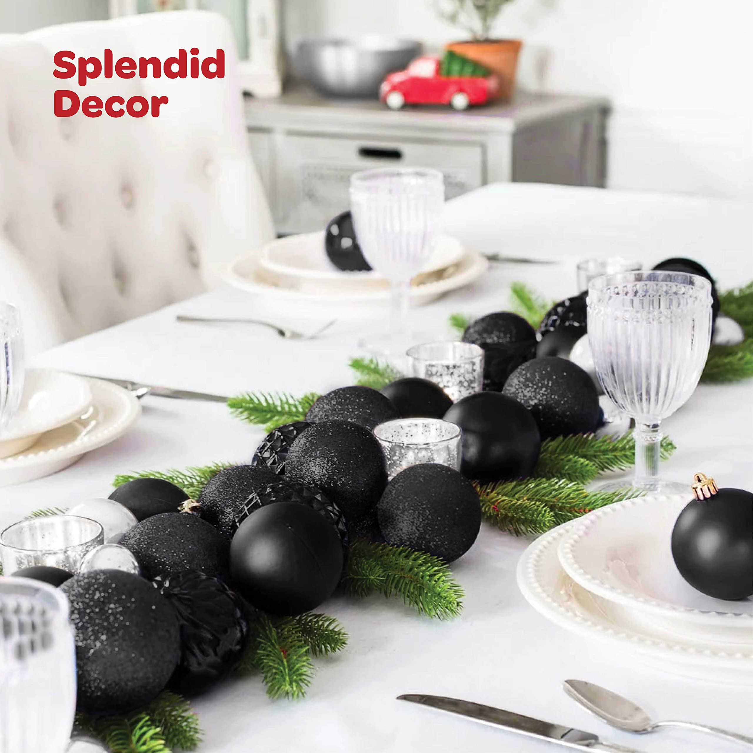 Christmas Ornaments Set of 36 - Beautiful [Black] Christmas Tree Decorations Ornaments Set - 6 Style Christmas Ball Ornaments - Shatterproof/Pre-Strung - for Holiday/Party/Decorations/DIY