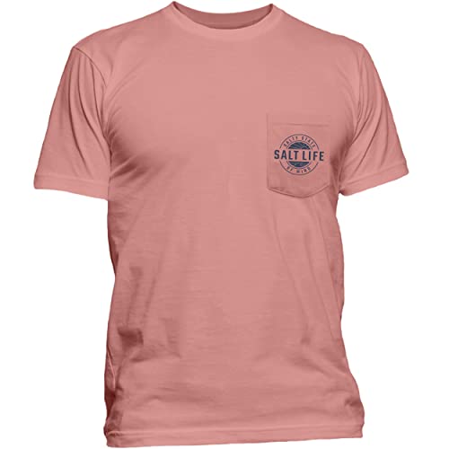 Salt Life Mens First Light Short Sleeve Classic Fit Shirt, Pink Clay, X-Large