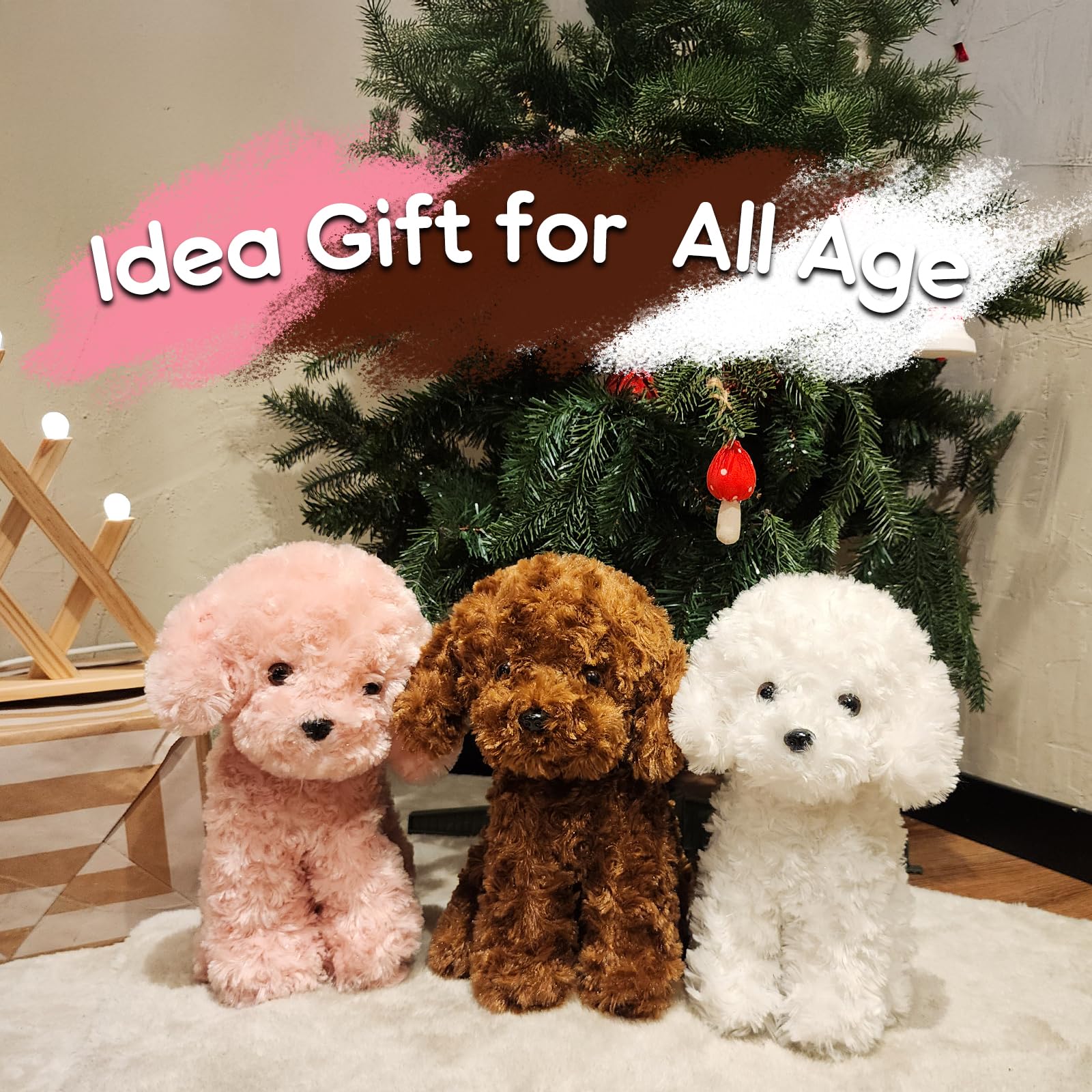 WEIGEDU Labradoodle Plush Toy, Fluffy Red Poodle Stuffed Animal, 12.6" - Perfect for Kids, Babies, Birthday