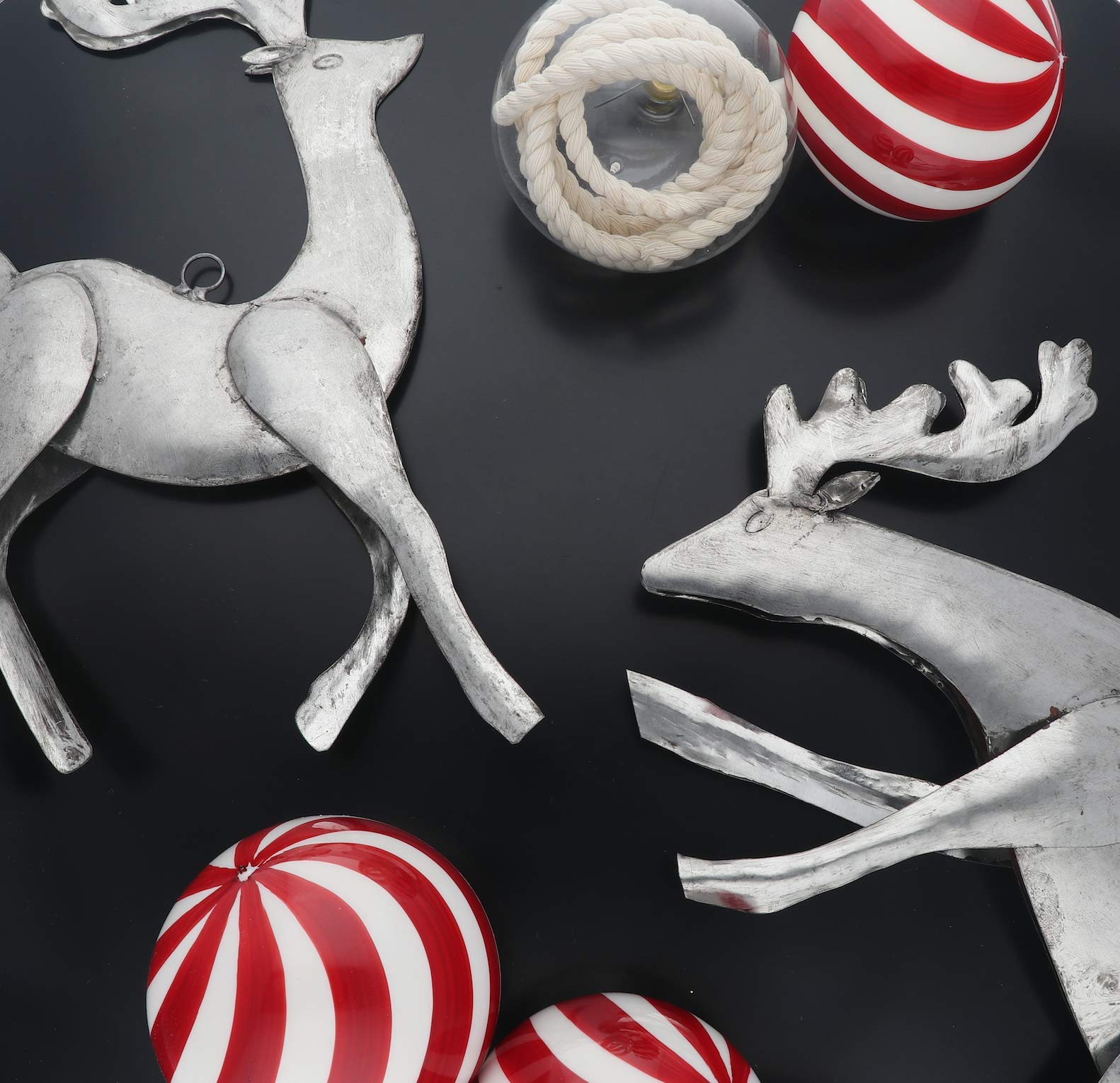 Christmas Ornaments | Made of Glass | Crafted by Hand | Peppermint Red and White Candy Style Decor | Ideal with Christmas Lights | Christmas Tree Decorations | Set 12 pcs | 2.4in (6cm) diameter