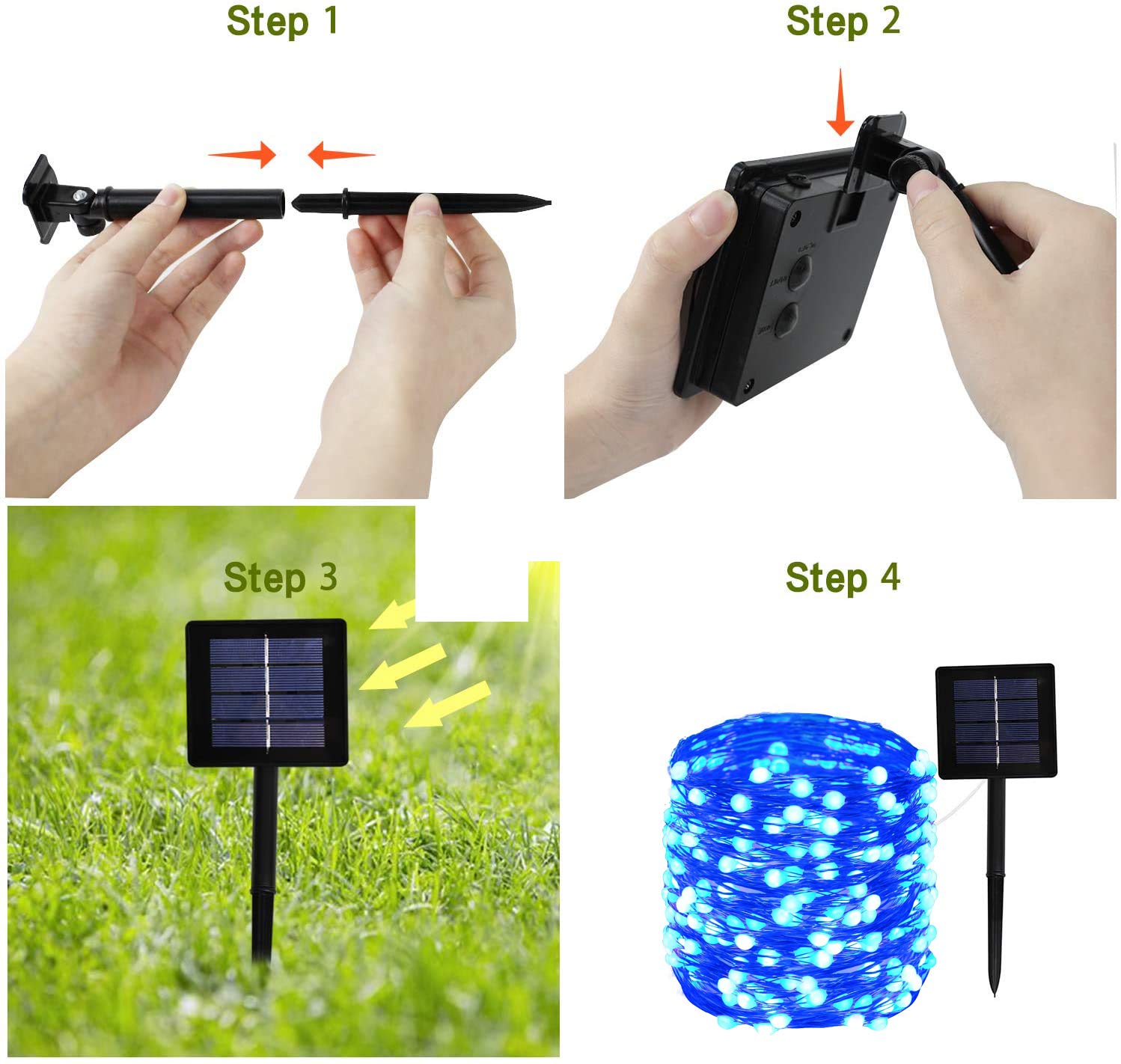 Blue 144FT Solar Fairy Lights 2-Pack Each 72ft 200 LED Solar String Lights, 8 Lighting Modes Solar Lights Outdoor Decorative (Blue)…