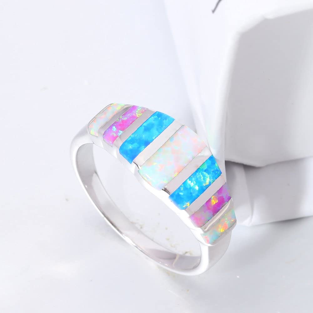 CiNily Create Fire Opal Rings for Women Engagement Ring Silver Plated Wedding Bands Promise Rings for Her Cubic Zirconia Ring Diamond Ring Size 11