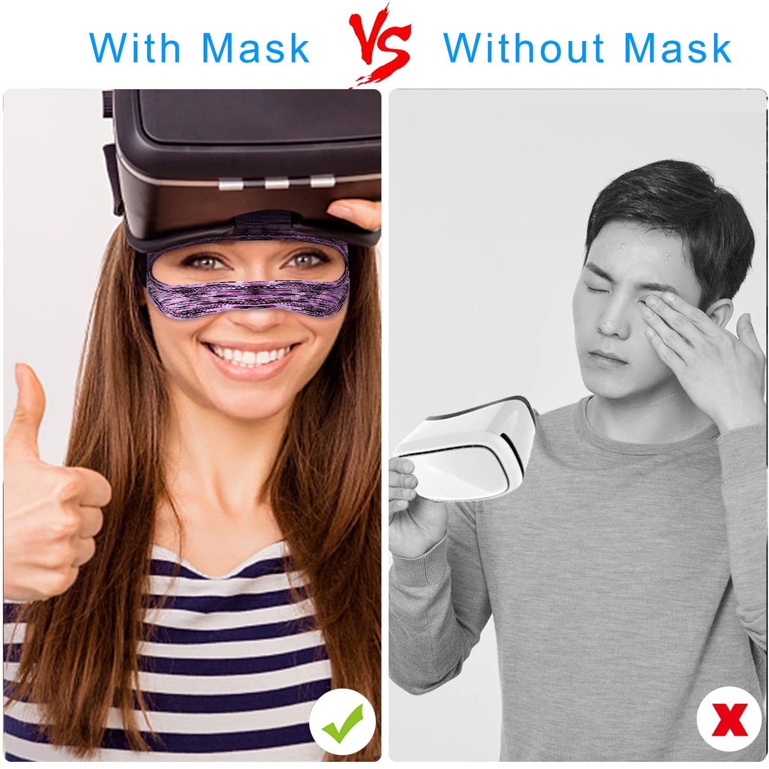 CUTEFA VR Masks Sweat Band Adjustable Breathable Eye Mask for Oculus Quest 2 Accessories, Washable Facemask Cover HMD Padding for VR Workouts Supernatual (3pcs)
