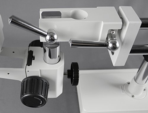 Vision Scientific VS-5FZ-IFR07-5N Simul-Focal Trinocular Zoom Stereo Microscope,10xWF Eyepiece,3.5x-90x Magnification,0.5x &2xAux Lens, Double Arm Stand,144-LED RingLight,5.0MP Digital Eyepiece Camera